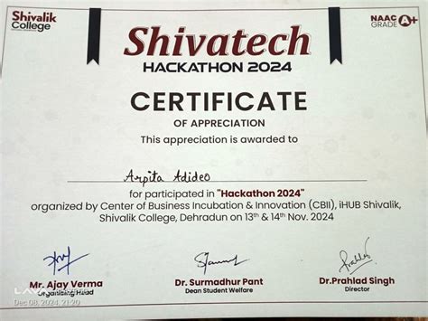 Arpita Adideo On Linkedin Hackathon Innovation Shivalikcollege