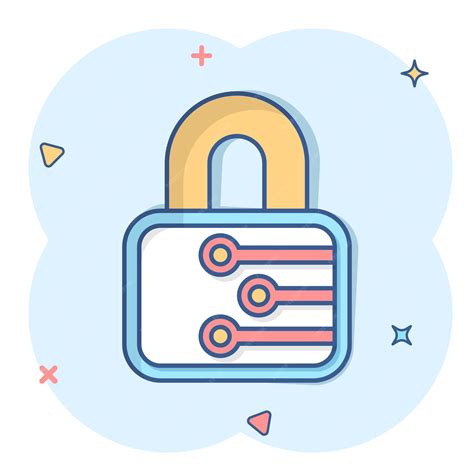 Premium Vector Cyber Security Icon In Comic Style Padlock Locked Vector Cartoon Illustration