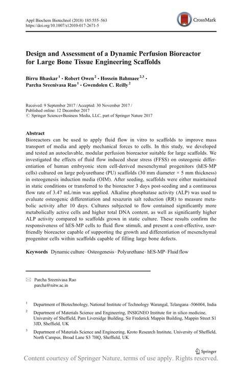 Design And Assessment Of A Dynamic Perfusion Bioreactor For Large Bone Tissue Engineering