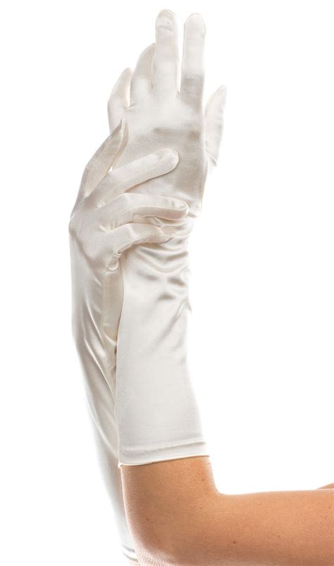Satin Mid Arm Length Gloves Ivory