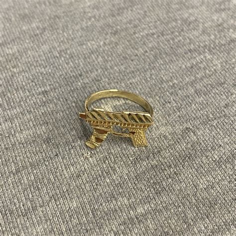 Gold Uzi Gun Ring 10k Weapon Ask 21grams Yellow Gold Gem