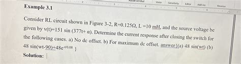 Solved Example 31consider Rl Circuit Shown In Figure