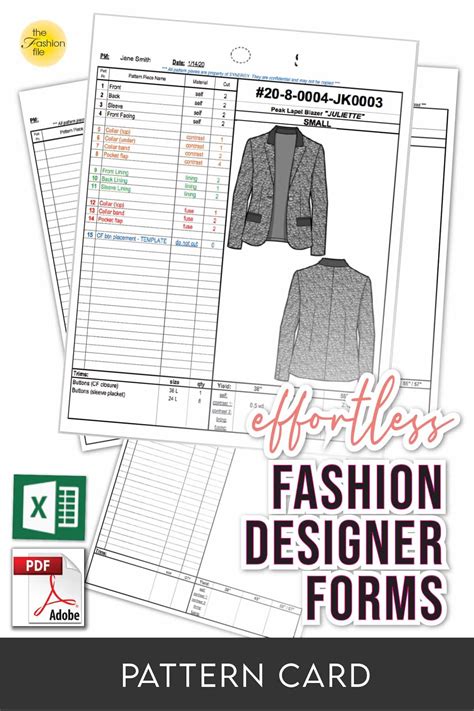 Fashion Forms • Pattern Card • Excel And Blank Pdf • Instant Download — The Fashion File