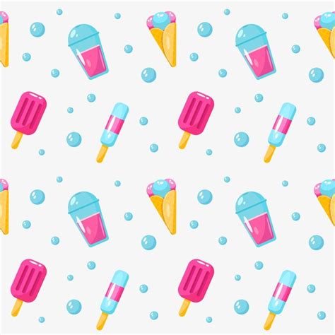Premium Vector Summer Seamless Pattern With Ice Cream And Cocktail