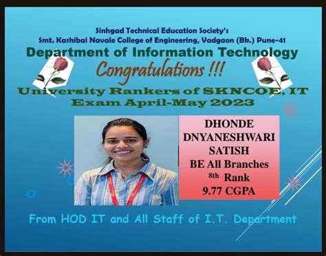Dnyaneshwari Dhonde On Linkedin 🏆 Ranker In University 🏆 🏅 Thrilled To