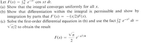 Solved Let F X Integral 0 Infinity E T 2 Cos Xt Dt Chegg