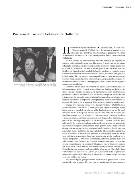 Pdf Posturas éticas Em Hortênsia De Hollanda