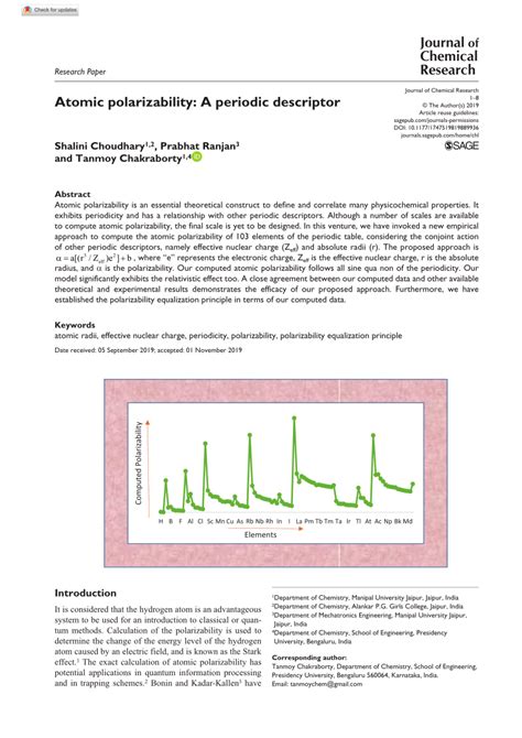Pdf Atomic Polarizability A Periodic Descriptor