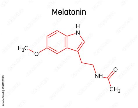 Melatonin Molecular Structure Melatonin Is A Hormone Controlling Sleep Wake Cycle Vector