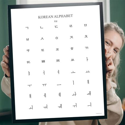 Korean Alphabet Chart Vowels And Consonants Printable Art Korean