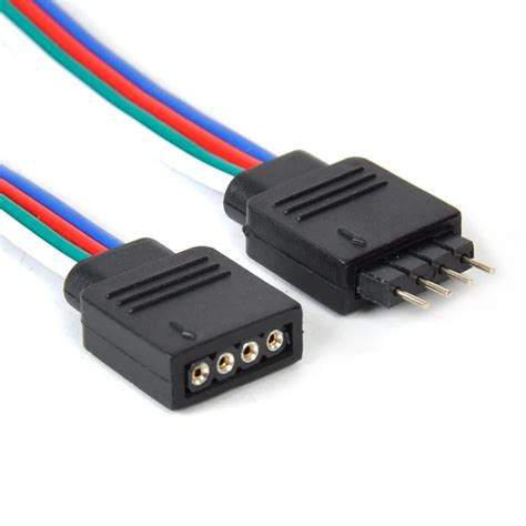 5pcs 4 Pin Led Cable Male Female Connector Adapter Wire For 5050 3528