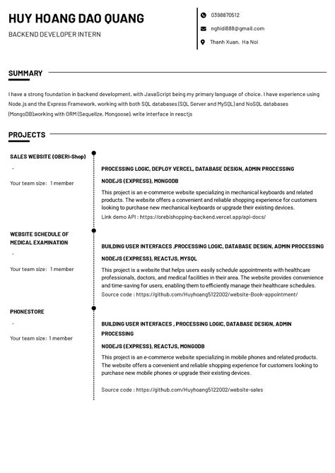 Cv Huy Hoang Beinternnodejs1 Huy Hoang Dao Quang Backend Developer