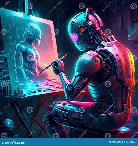 3d Rendering Of A Female Robot Playing A Game On A Computer Ai