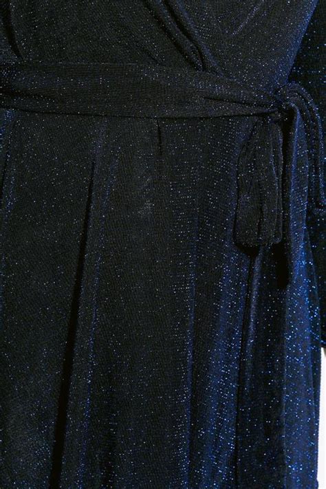 Yours London Plus Size Cobalt Blue Glitter Wrap Top Yours Clothing