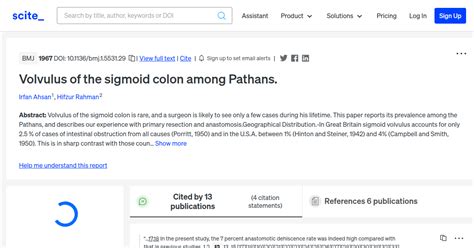 Volvulus Of The Sigmoid Colon Among Pathans [scite Report]