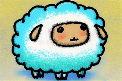 Un Illustrazione In Stile Kawaii Di Una Pecora Carina Con Disegni E