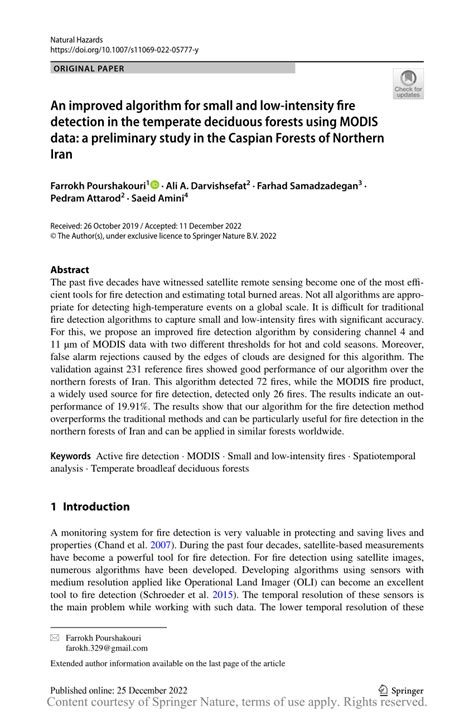 An Improved Algorithm For Small And Low Intensity Fire Detection In The