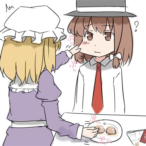 Safebooru T Blonde Hair Brown Eyes Brown Hair Cheek Pinching Cheek