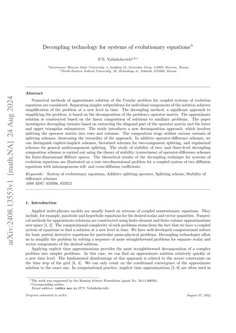 Pdf Decoupling Technology For Systems Of Evolutionary Equations