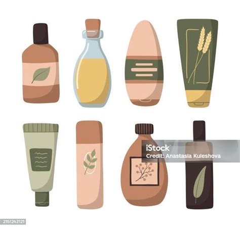 흰색 배경에 고립 된 벡터 평면 유기농 스킨 케어 제품 세트 건강한 생활방식에 대한 스톡 벡터 아트 및 기타 이미지 건강한 생활방식 낙서 드로잉 단순함 Istock