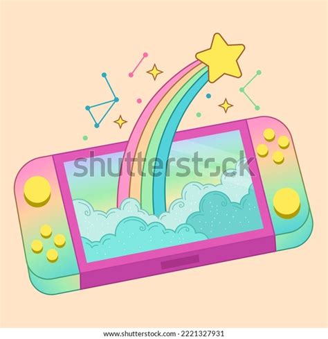 Colorful Rainbow Handheld Game Controller Girl Stock Vector Royalty