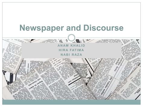 Discourse And Newspaper Pptx