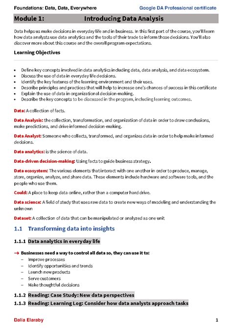 C1 Foundations Data Data Everywhere Notes Module 1 Introducing Data Analysis Data Helps Us