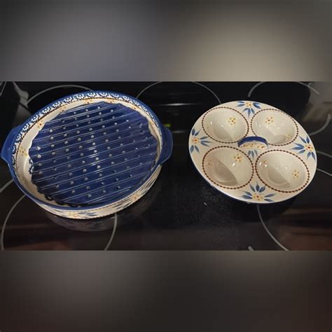 Temp Tations Kitchen Temptations Blue Old World Egg Poacher Deep