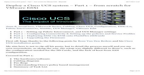 Pdf Deploy A Cisco Ucs System Part 1 From Scratch For Vmware Esxi