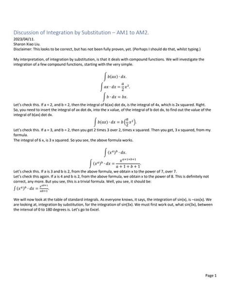 20230411 Discussion Of Integration By Substitutiondocx