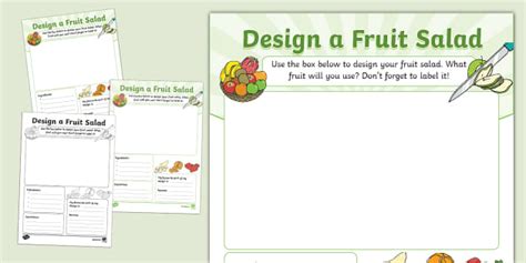 Design A Fruit Salad Activity Sheet Professor Feito