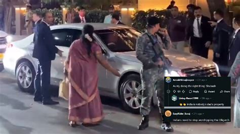 Nita Ambanis Bodyguard Scolded By Woman As Billionaire Goes Saree