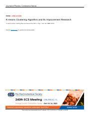 Improving K Means Clustering Algorithm For Data Analysis Course Hero
