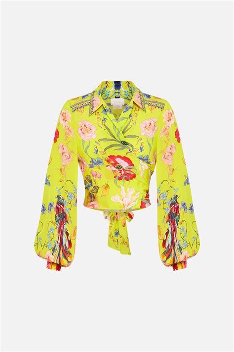 Cropped Wrap Shirt Peacock Proud Camilla Au Camilla