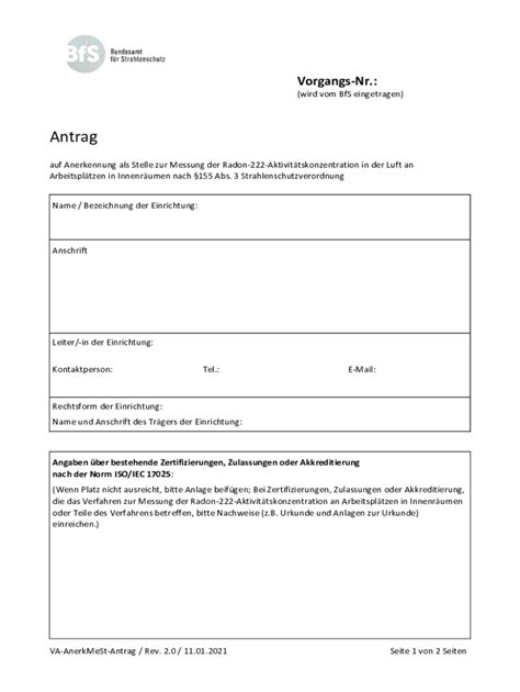 Ausfüllbar Online Antragsformular zur Anerkennung als Stelle zur