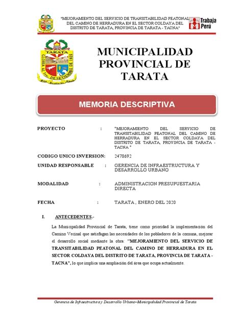 5formato 7 Memoria Descriptiva Pdf