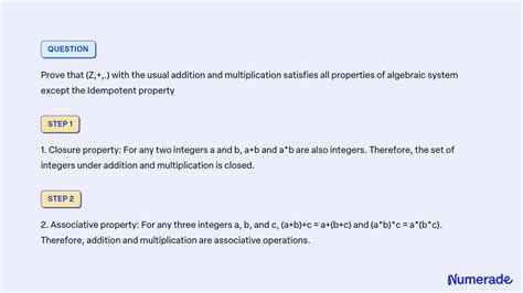 Solved Prove That Z With The Usual Addition And Multiplication Satisfies All Properties