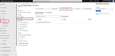 그룹 멤버 자격 목록 대량 다운로드 Azure Portal Microsoft Entra Id Microsoft Learn