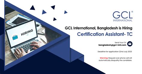 Hiring Certification Assistant Gcl International Bangladesh Gcl