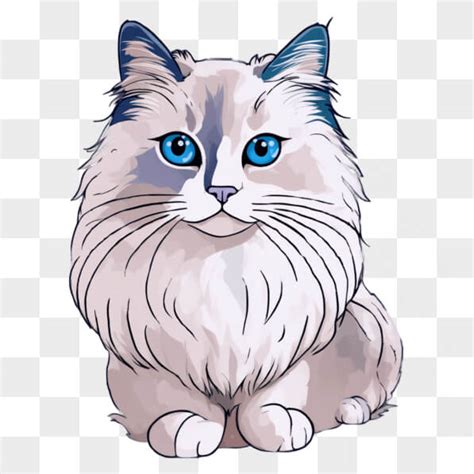 Download Calm And Relaxed White Cat With Blue Eyes Cartoons Online