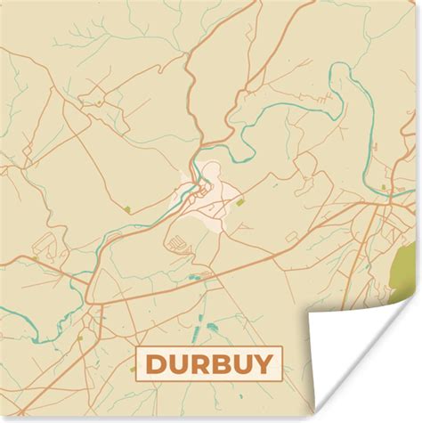 Poster Vintage Kaart Durbuy Plattegrond Stadskaart 30x30 Cm