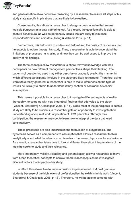 Validity Reliability And Generalization In Research 2889 Words