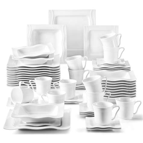 Malacasa Ivory White Dinnerware Sets 60 Piece Porcelain Plates And