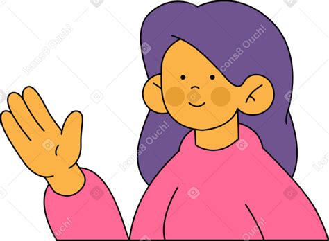Woman Waving Her Hand Png Svg