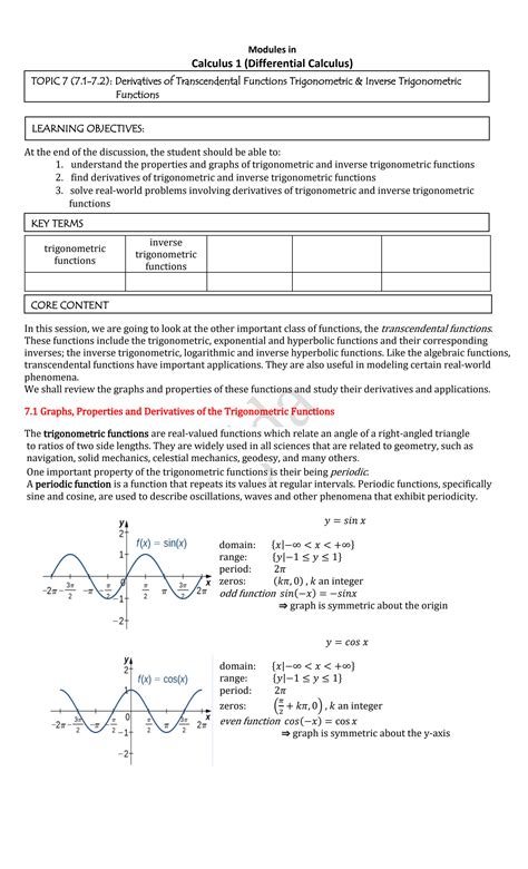 solution derivatives of trigonometric inverse trigonometric functions