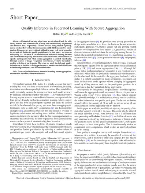 Qualityinferenceinfederatedlearningwithsecureaggregation Pdf
