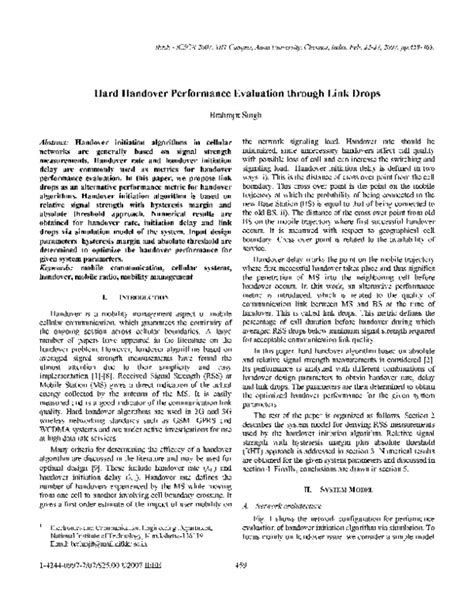 Pdf Hard Handover Performance Evaluation Through Link Drops