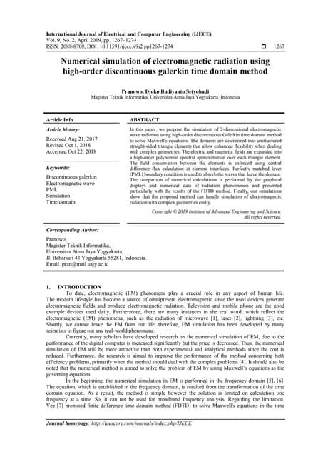 Numerical Simulation Of Electromagnetic Radiation Using High Order Discontinuous Galerkin Time