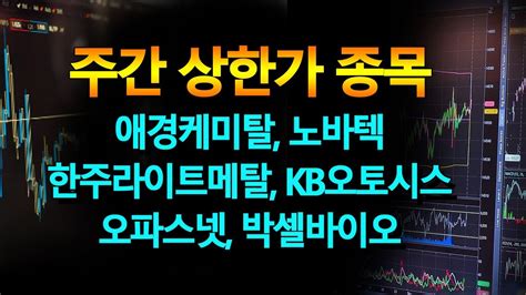 2023 04 15 주간 상한가 종목 체크 애경케미칼 노바텍 한주라이트메탈 이화전기 Kb오토시스 오파스넷 박셀바이오 Feat 이구산업 바이오 이차전지