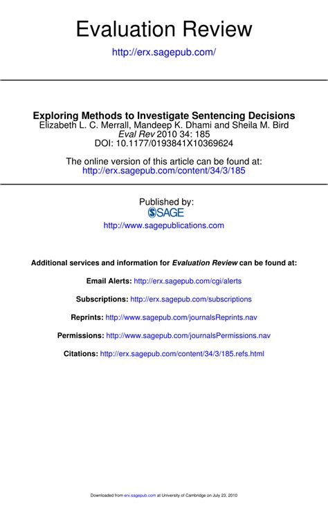 Pdf Exploring Methods To Investigate Sentencing Decisions